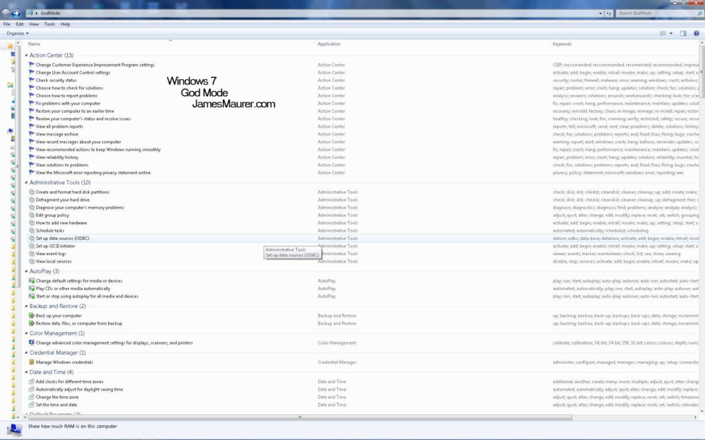 Windows 7 Easter Eggs and God Mode