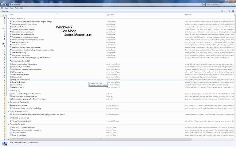 Windows 7 Easter Eggs and God Mode